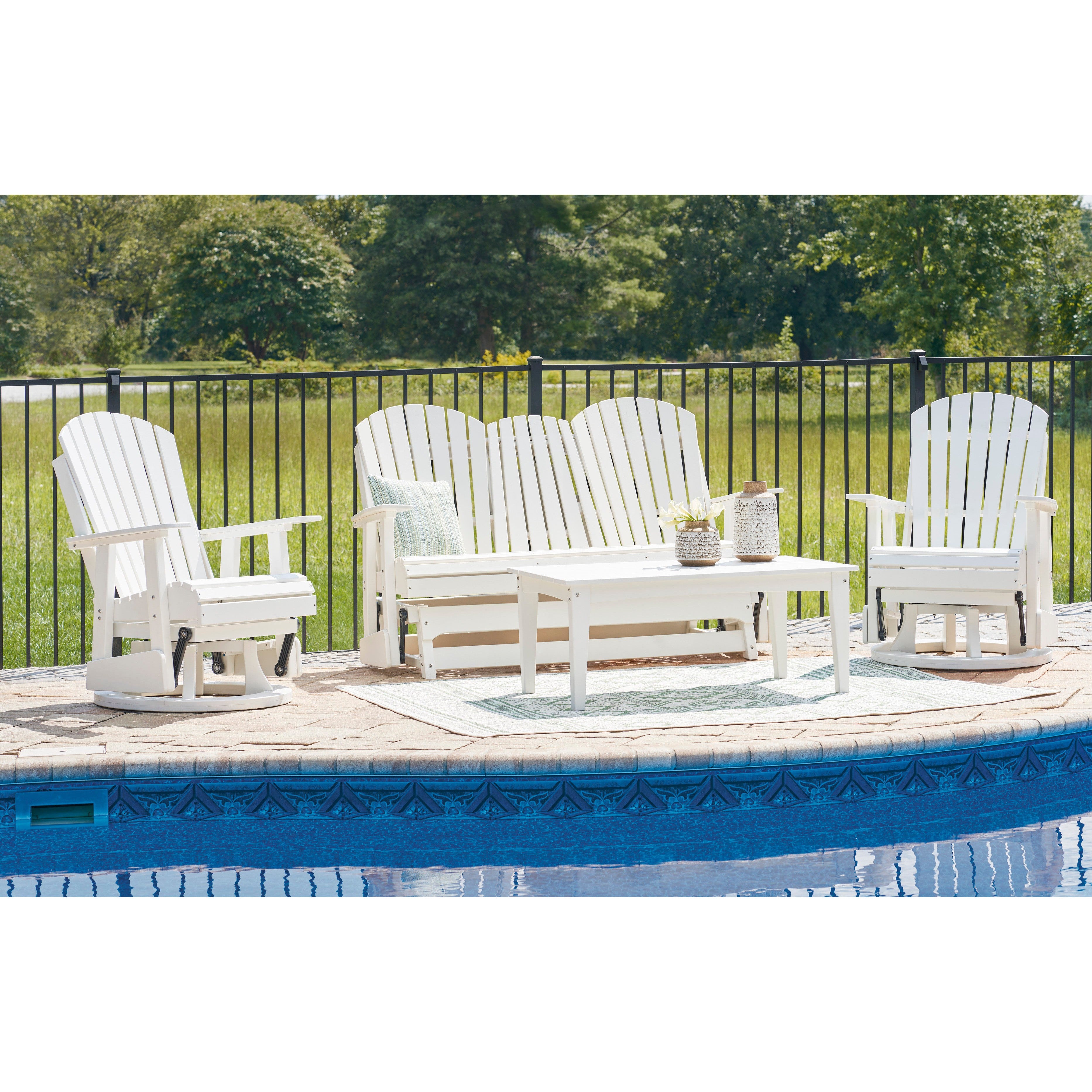 Poly Driftwood Outdoor Swivel Glider Sets - peter andrews