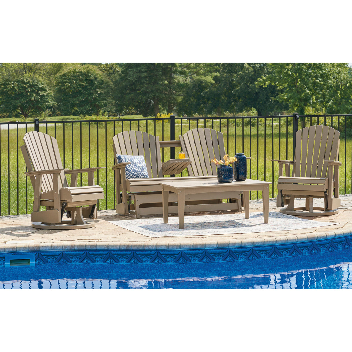 Poly Driftwood Outdoor Swivel Glider Sets - peter andrews