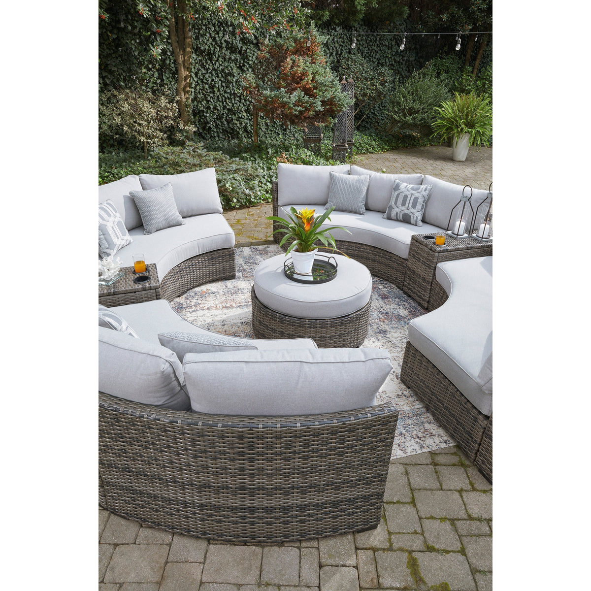 Montauk Curve Half Moon 3pc Sectional Set - With Outdoor High Performa ...