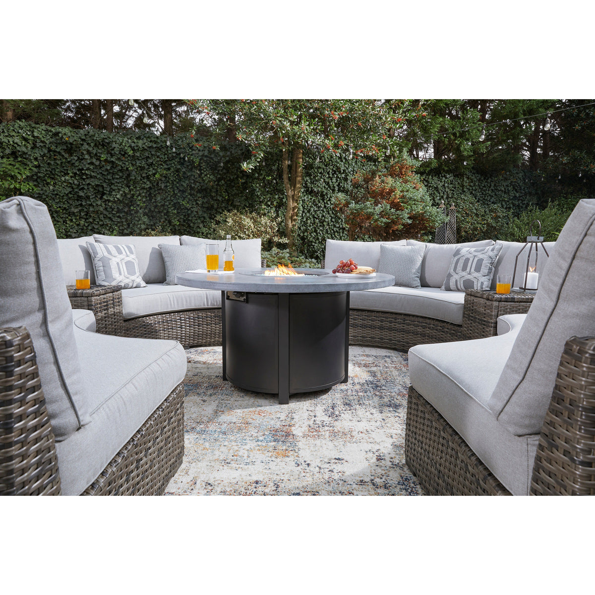 Montauk Curve Half Moon 3pc Sectional Set - With Outdoor High Performa ...