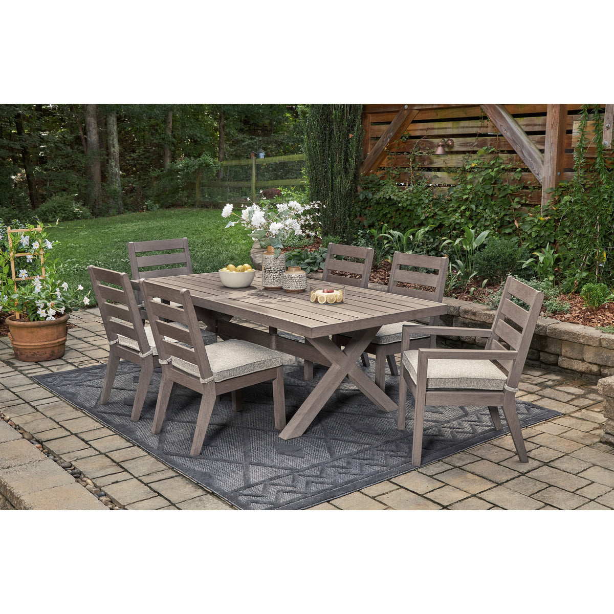 Poly Teak Taupe Outdoor Dining Sets - peter andrews