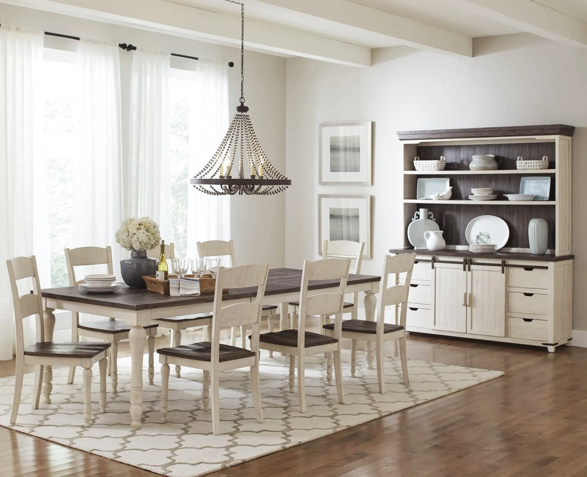 Loft 7-Pc Extendable Dining Set (84"-106")in Vintage White - peter andrews