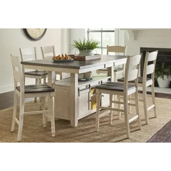 Loft 7-Pc Extendable Dining Set (84"-106")in Vintage White - peter andrews