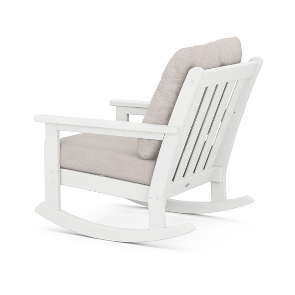 Polywood Outdoor Vineyard Deep Seating Rocking Chair in White With Nav ...